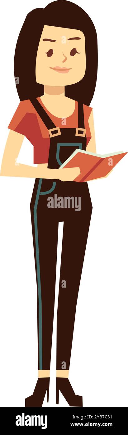 Young woman read book. Female student cartoon character Stock Vector ...