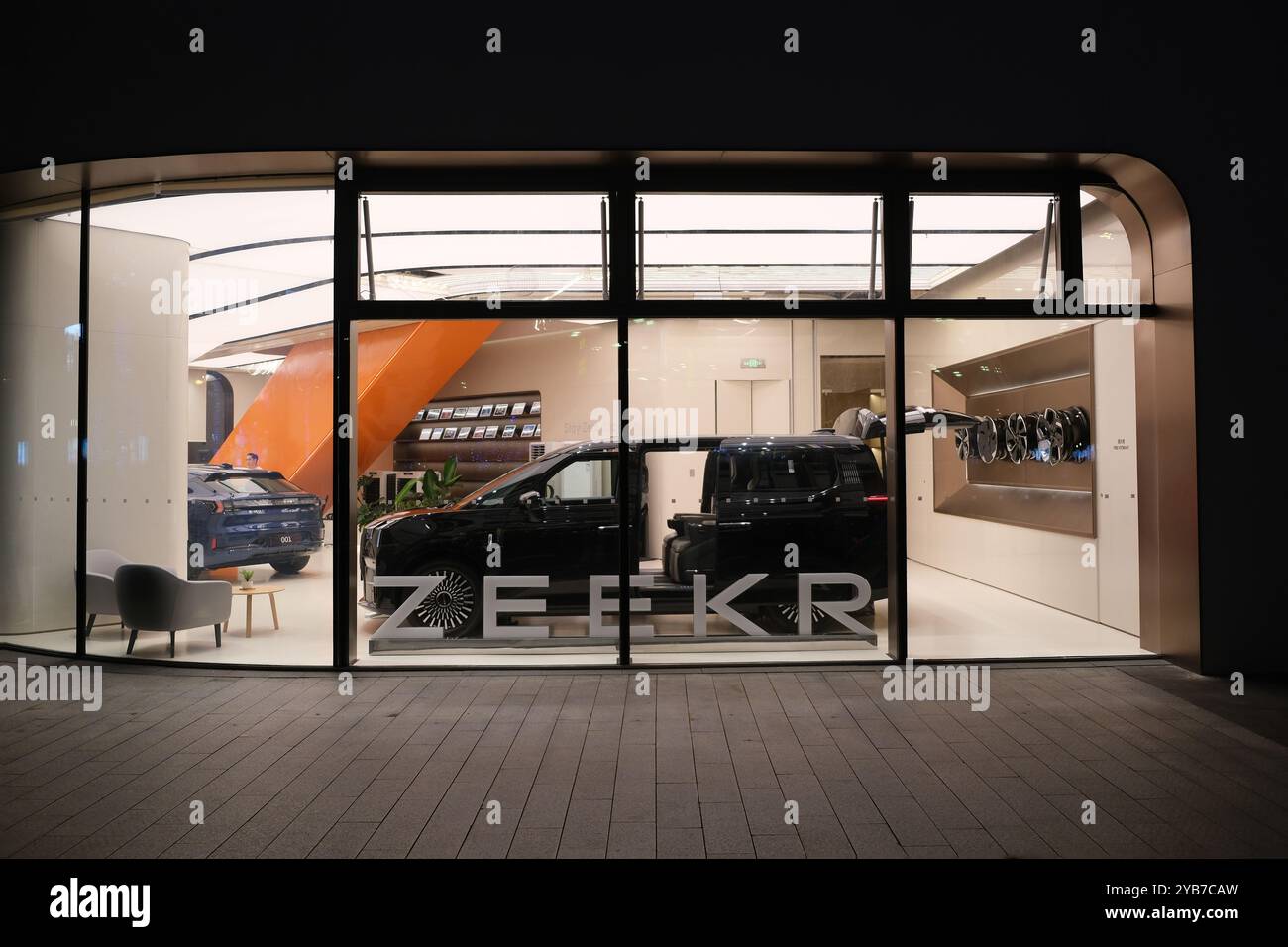 Shanghai,China-July 30th 2023: Zeekr electric car store and logo ...