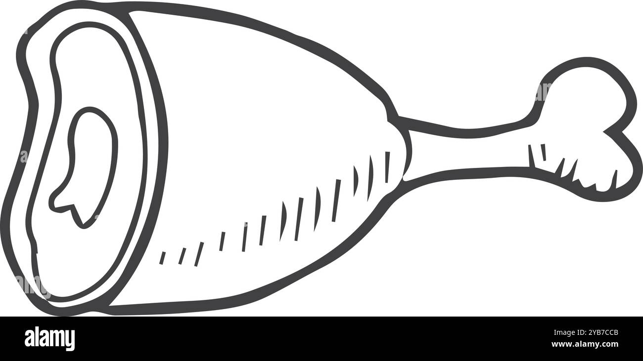 Pork leg doodle. Meat hand drawn icon Stock Vector Image & Art - Alamy