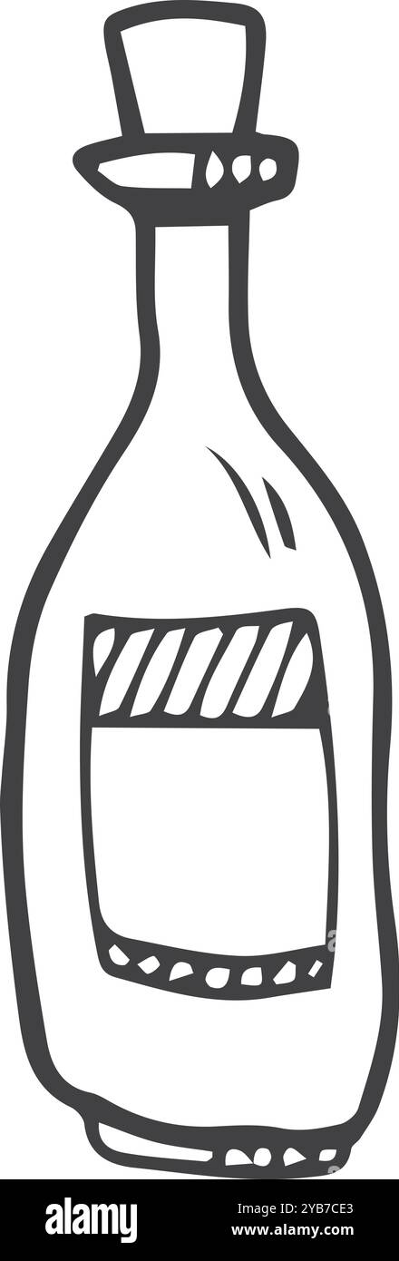 Wine bottle doodle. Alcohol drink line drawing Stock Vector Image & Art ...