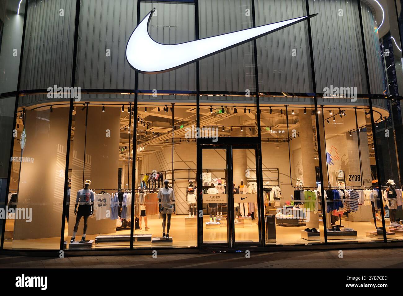 Shanghai,China-July 23th 2023: large NIKE flagship retail clothing ...