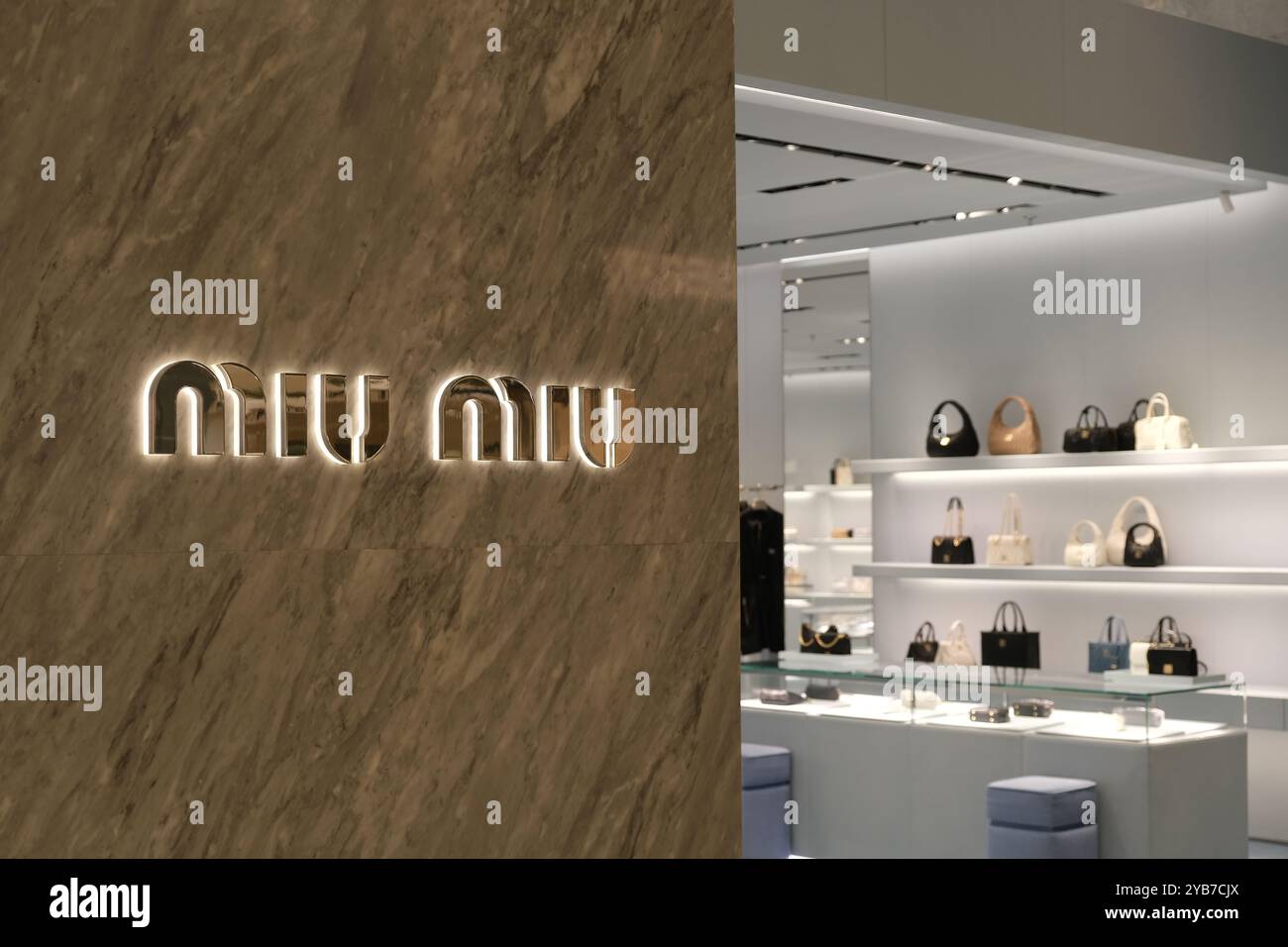 Shanghai,China-Feb. 23rd 2023: Miu Miu store and brand sign. Italian ...