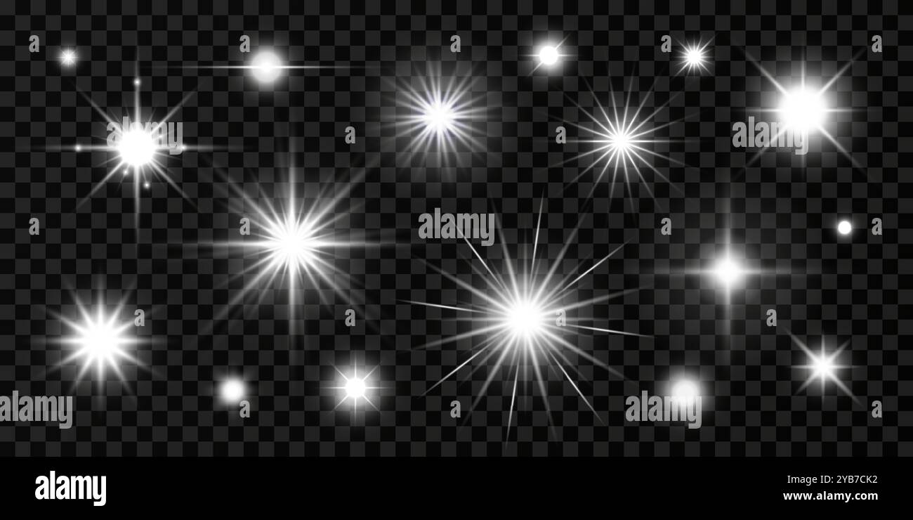 Light effect set with glowing white stars Stock Vector Image & Art - Alamy