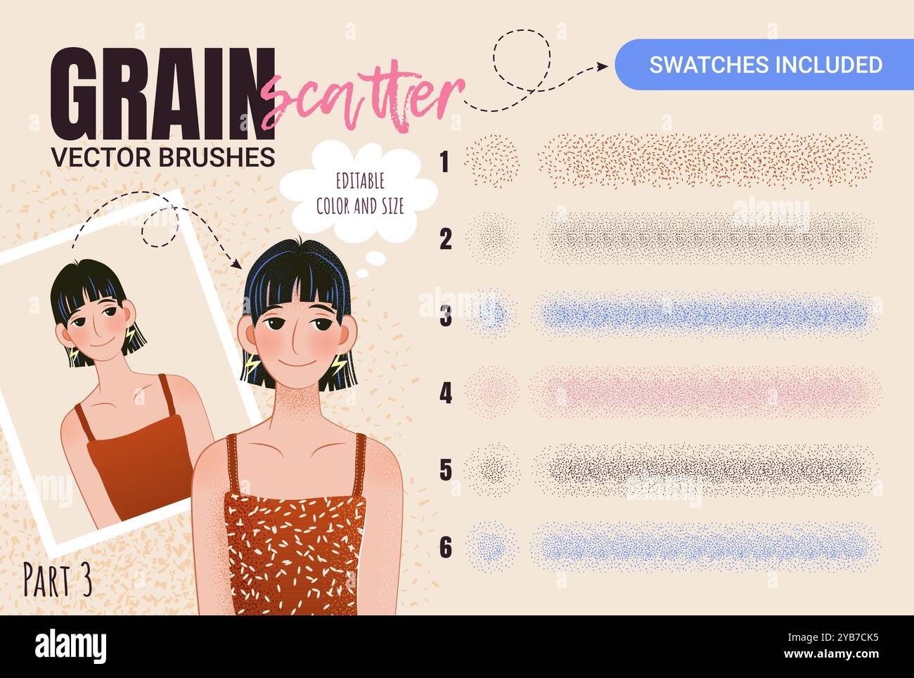 Grain scatter brushes. Set of abstract grunge textures Stock Vector ...