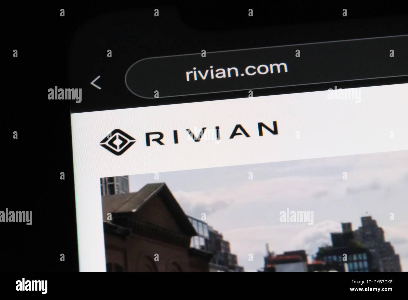 Rivian Automotive brand logo on official website. American electric ...