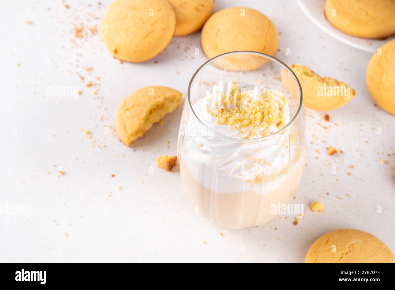 Shortbread sugar cookies milkshake, creamy shake drink with whipped ...