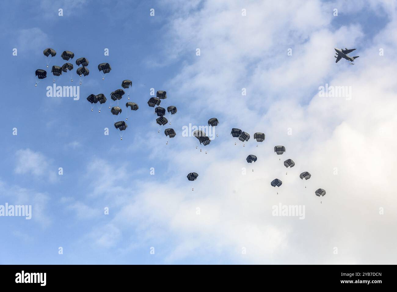 Al Mawasi, Palestinian Territories. 17th Oct, 2024. A plane drops ...