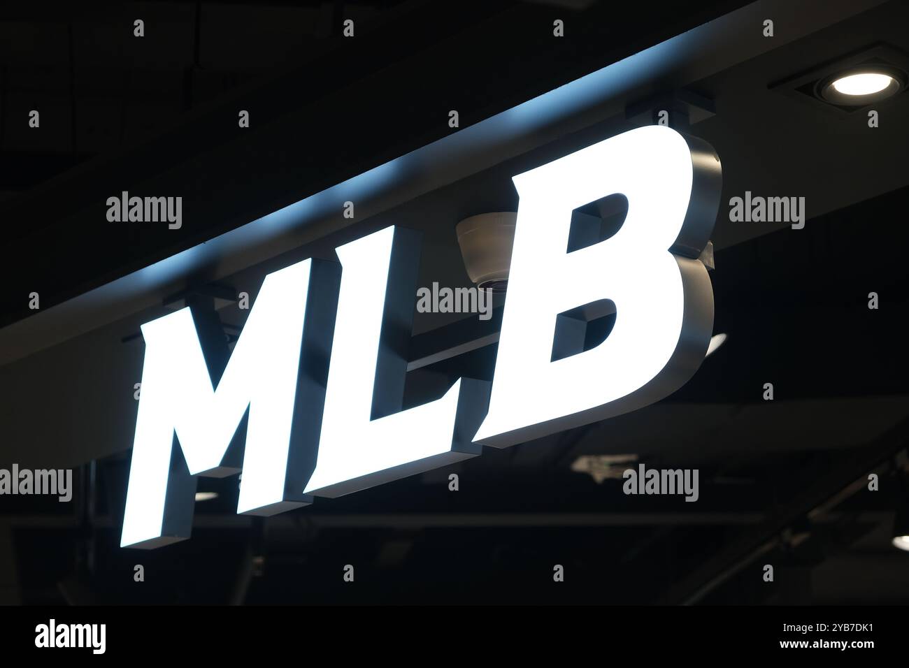 MLB brand logo store sign close up Stock Photo - Alamy