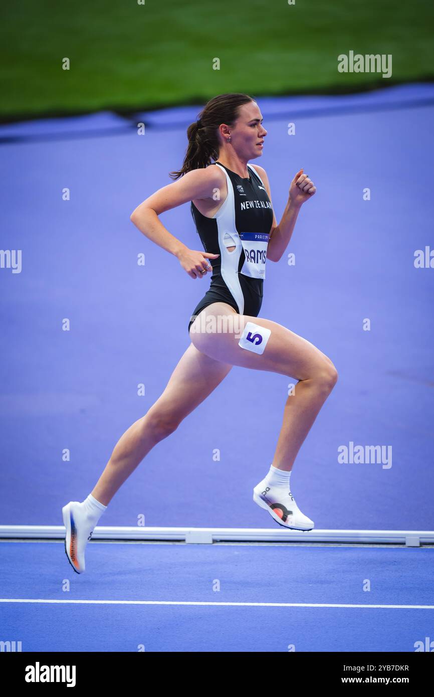 Maia Ramsden participating in the 1500 meters at the Paris 2024 Olympic ...