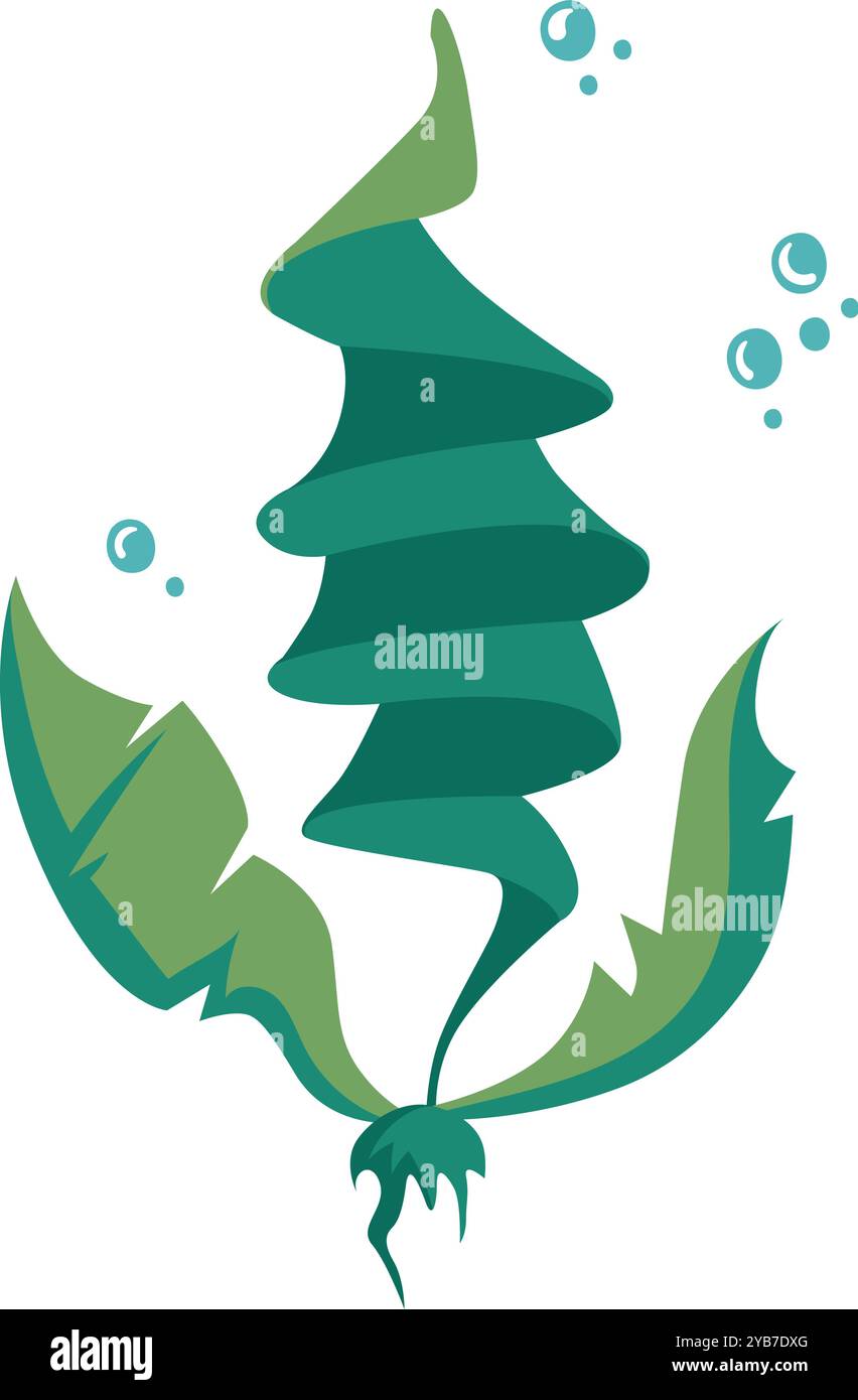 Green algae cartoon icon. Underwater flora element Stock Vector Image ...