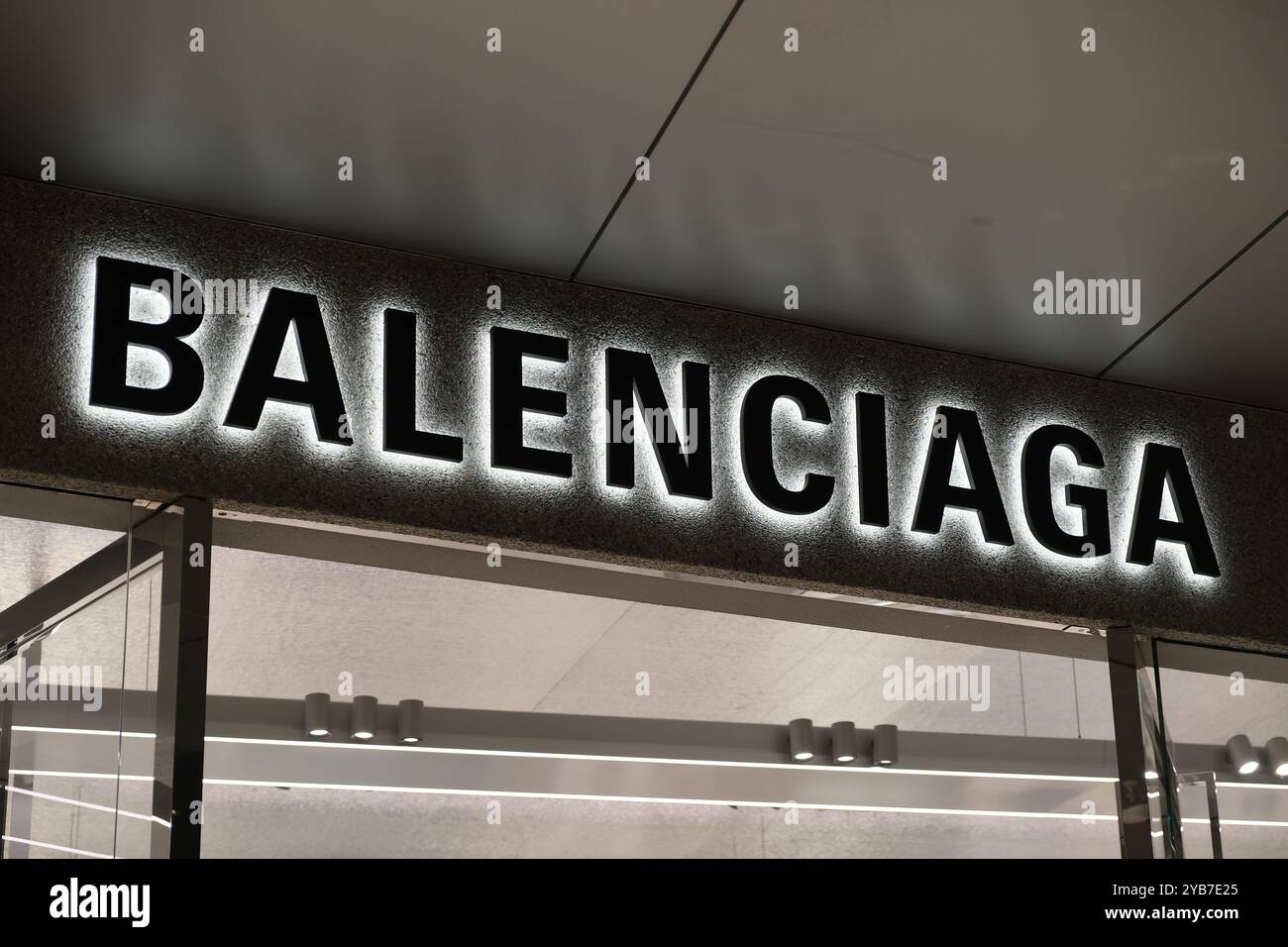 Shanghai,China-May 13th 2023: Balenciaga store brand logo sign Stock ...