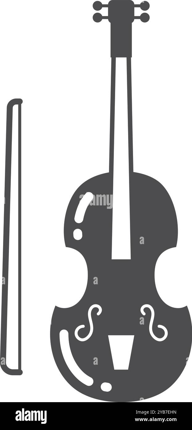 Violin black icon. Orchestra instrument. String music symbol isolated ...