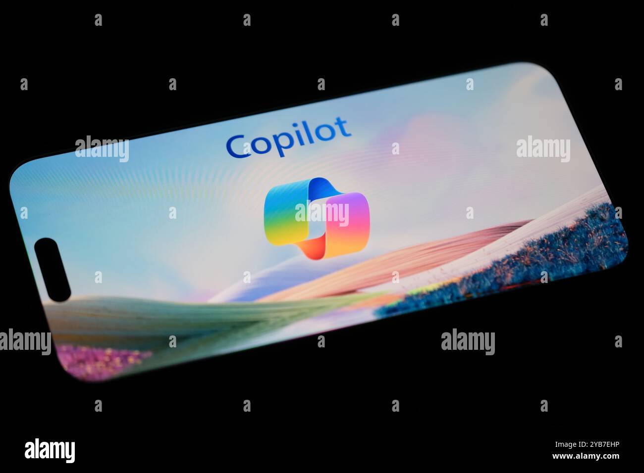 Microsoft Copilot AI model chatbot brand logo sign on phone Stock Photo ...