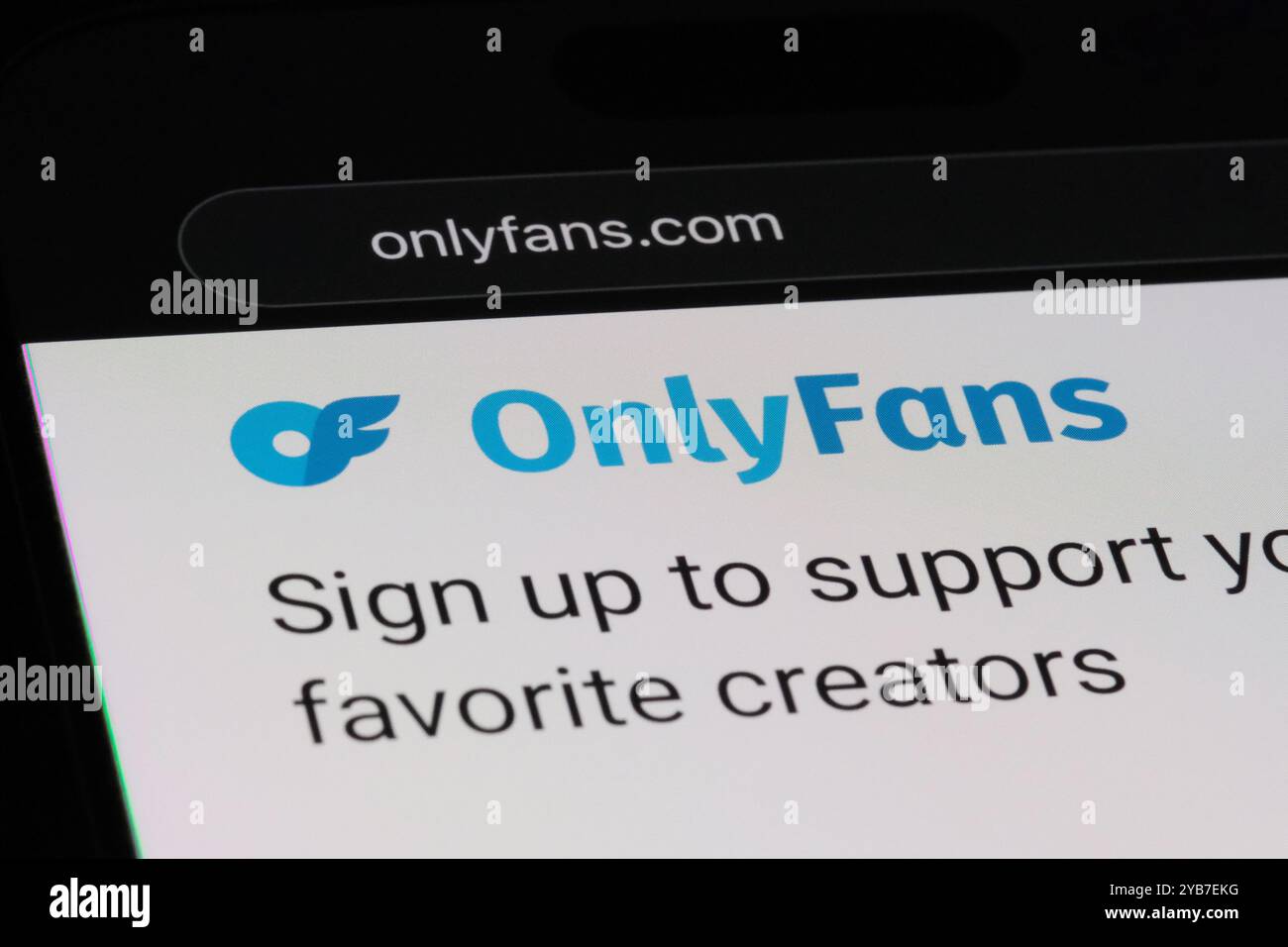 OnlyFans website and brand logo sign. An internet content subscription ...
