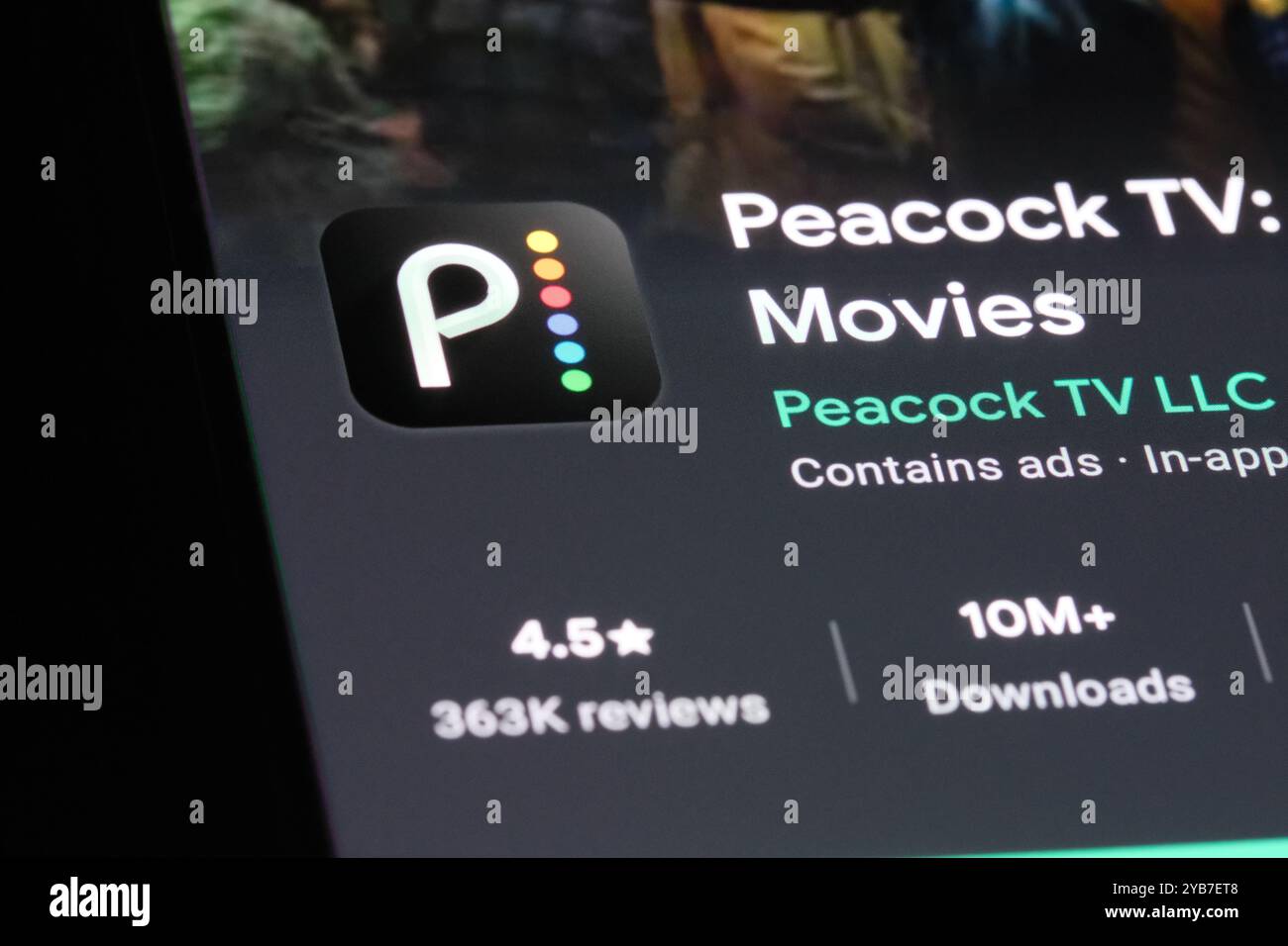 Peacock TV app icon brand logo. Video streaming service company Stock ...