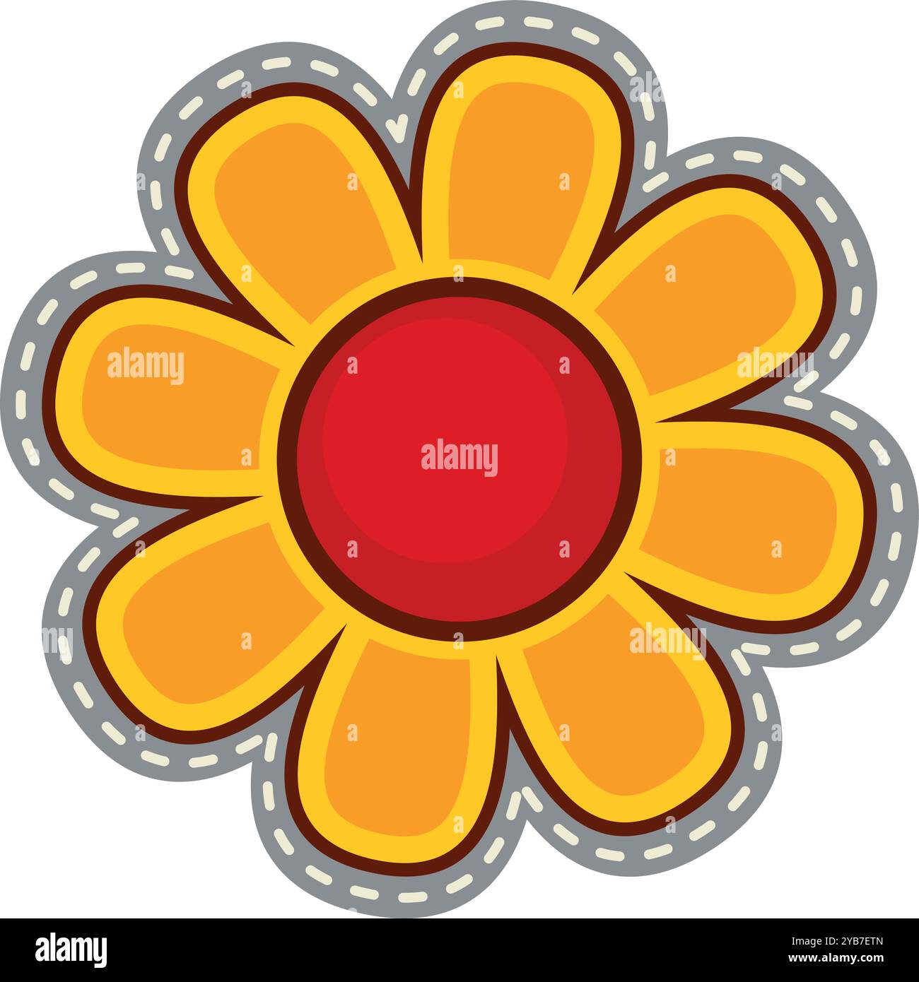 Daisy flower sticker. Retro floral textile patch Stock Vector Image ...