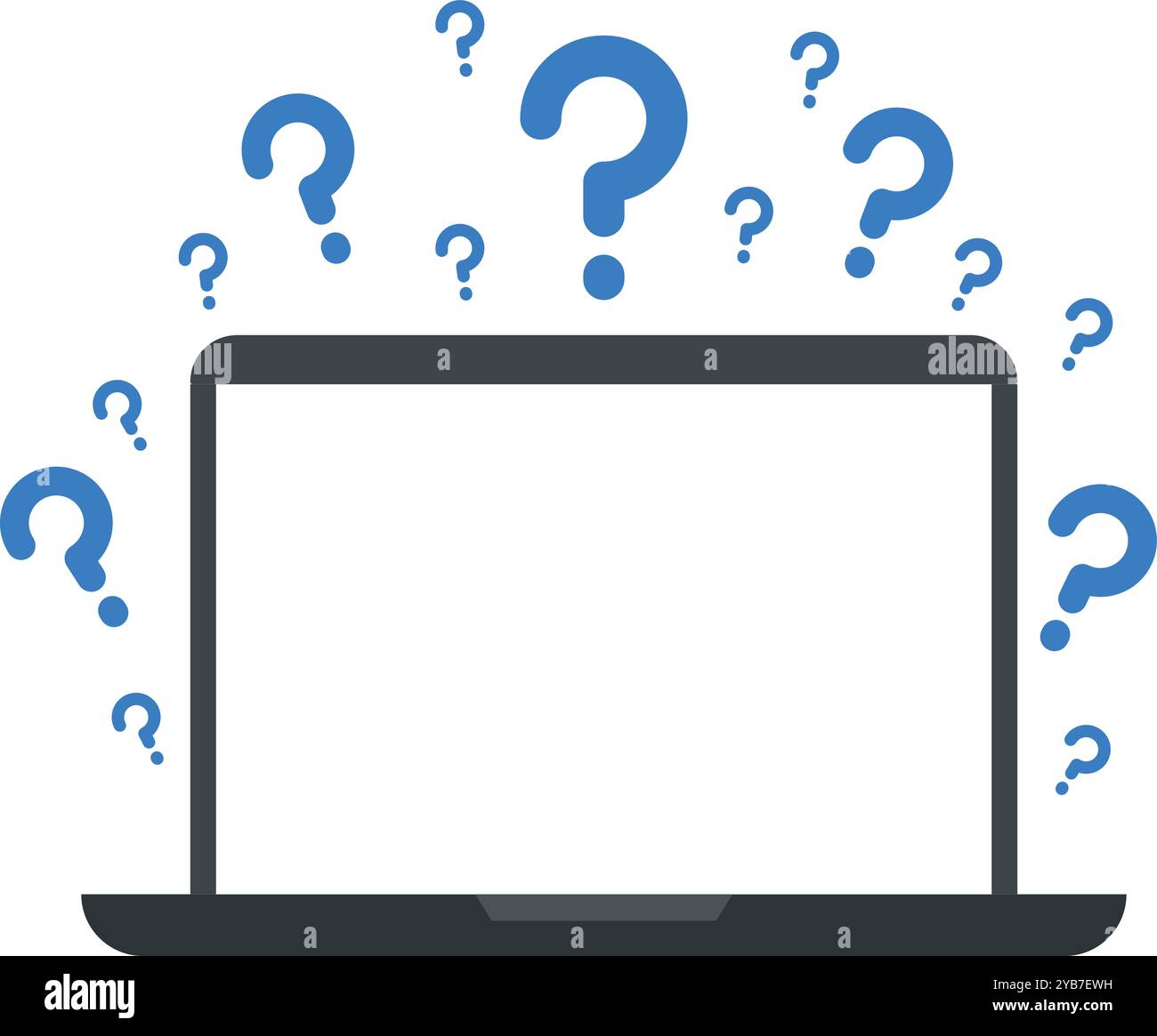 Laptop with question marks. Research problem concept icon Stock Vector ...