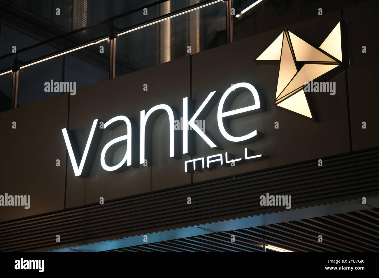 Shanghai,China-July 1st 2023: Vanke mall brand logo sign. Vanke is a ...