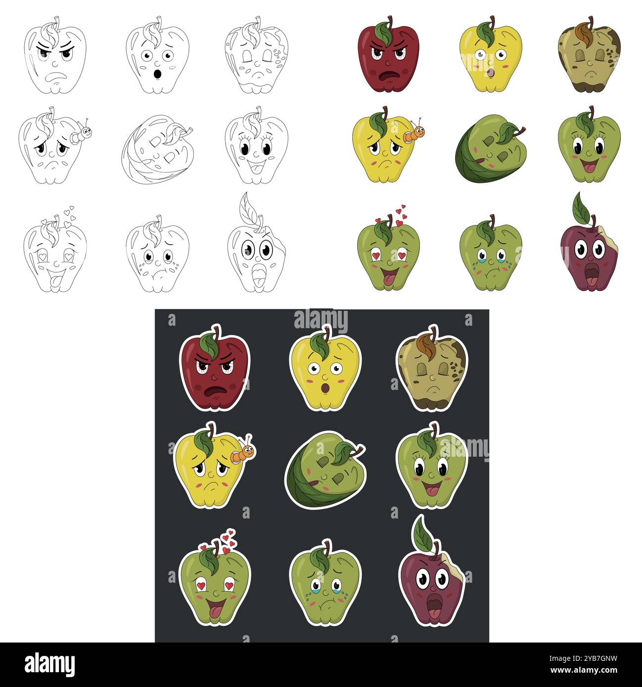 Apple emotion vector stickers Stock Vector Image & Art - Alamy