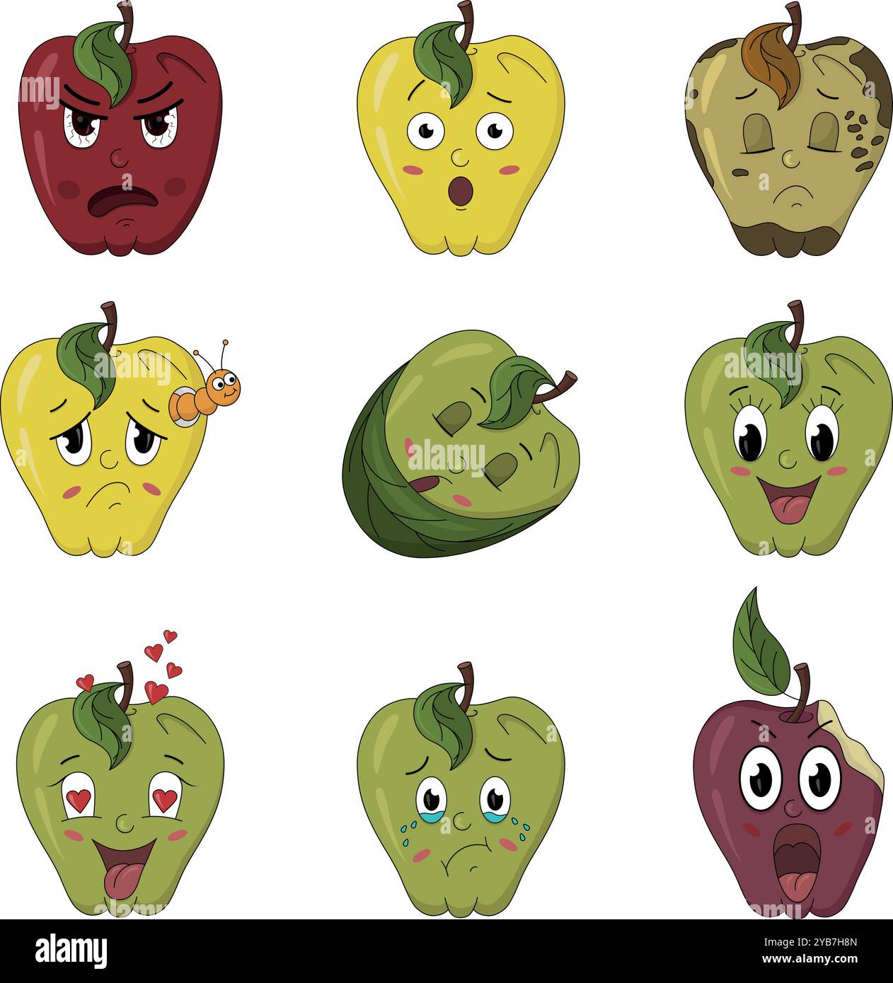 Vector illustration of apple emotions Stock Vector Image & Art - Alamy