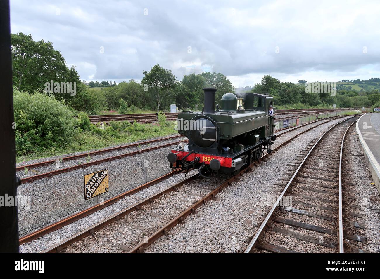 GWR pannier tank No 1369 runs around its train at Totnes Riverside ...