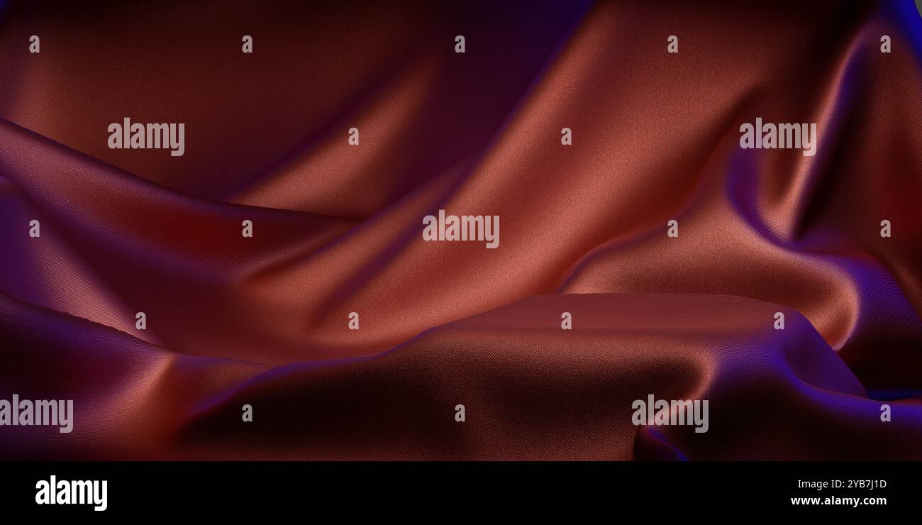 Luxurious satin fabric texture in red and purple podium, elegant wavy ...