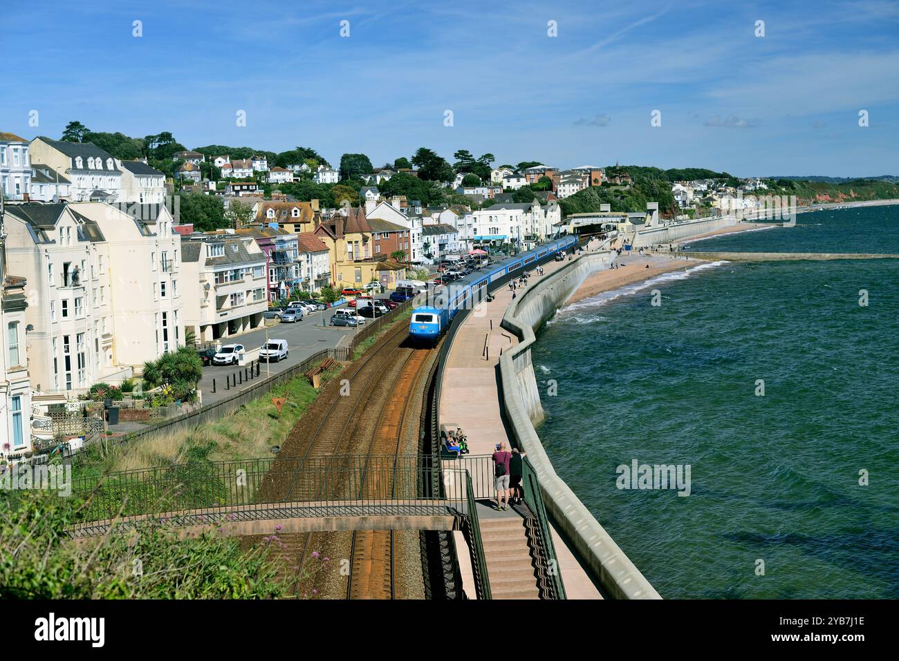 The Midland Pullman luxury high speed train passing along the sea wall ...