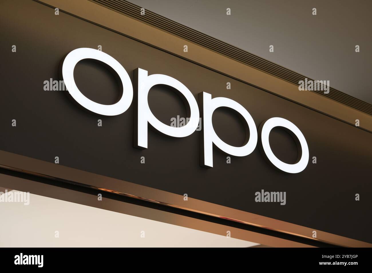 Shanghai,China-Jan.20th 2024: Oppo store sign. Oppo company logo. Chinese electronics brand ...