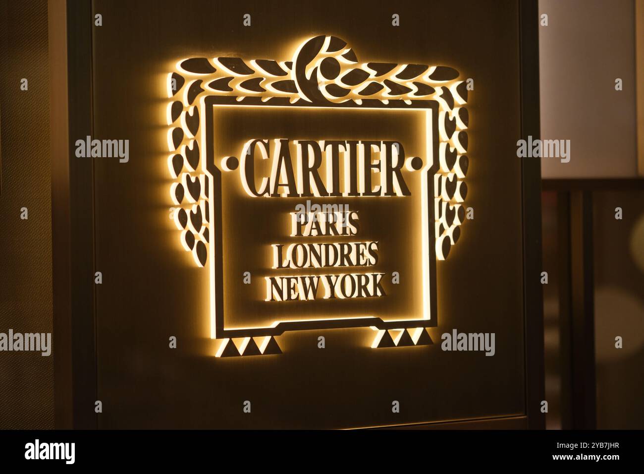 Shanghai,China-July 22nd 2023: Cartier store brand logo sign Stock ...