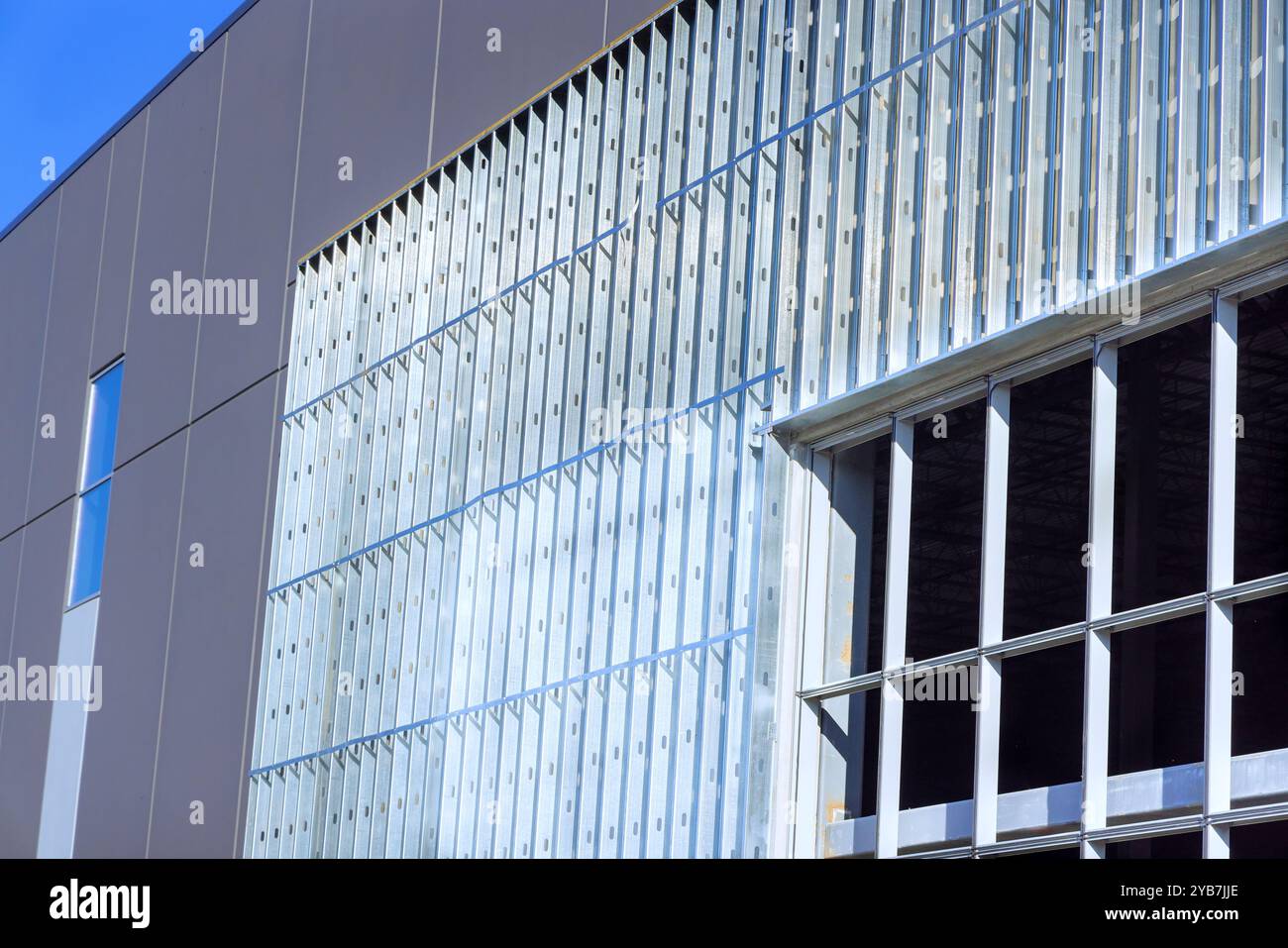 Steel beam profiles frame is used in construction of large commercial ...