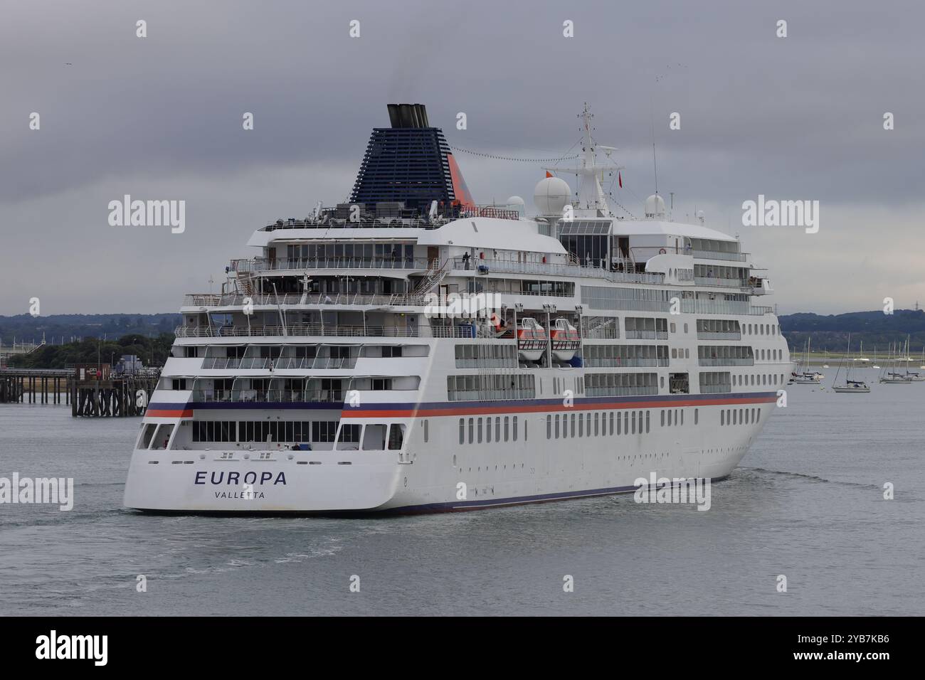 The passenger cruise ship MS EUROPA heading up harbour towards the ...
