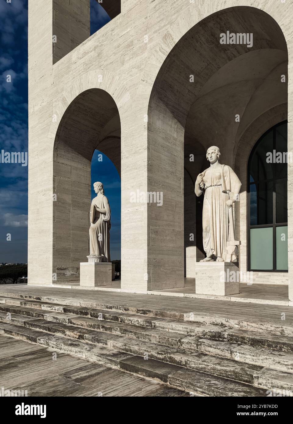 A minimalist look at two statues of the Palazzo della Civiltà, also ...