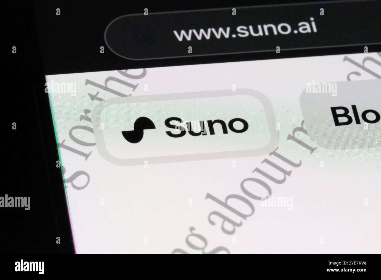 Suno AI company brand logo on website. AI music generator Stock Photo ...
