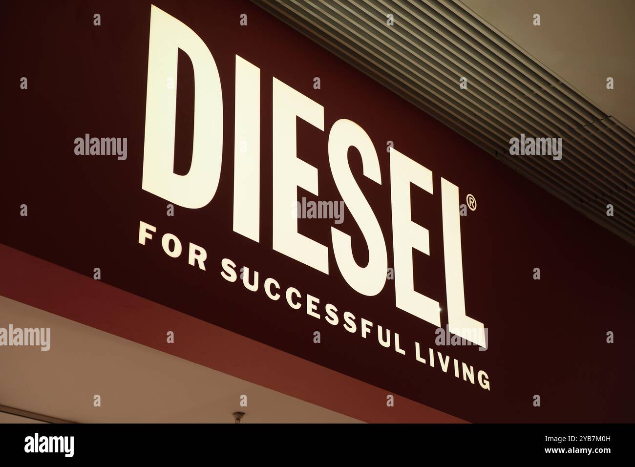 Shanghai,China-July 29th 2023: Diesel store sign and company brand logo ...
