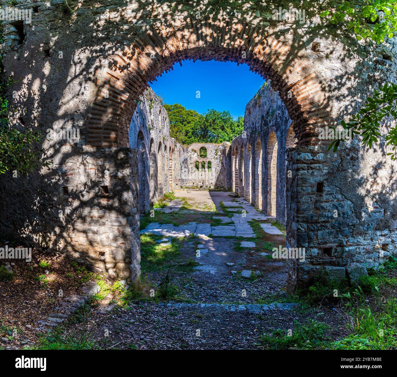 A view down the length of Grand Basilica in the ancient ruins at ...