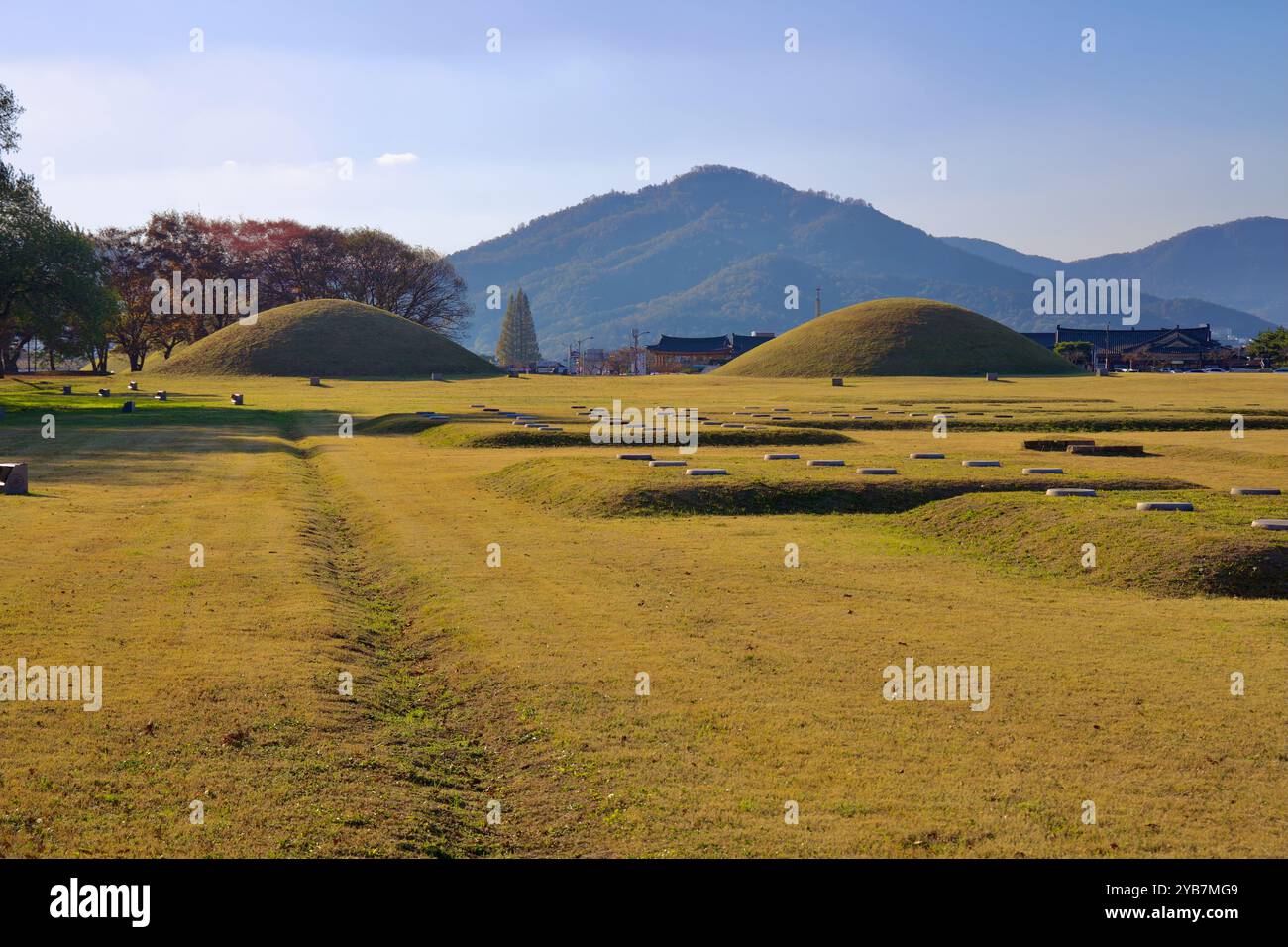 Gyeongju City, South Korea - November 11th, 2023: Twin burial mounds of ...