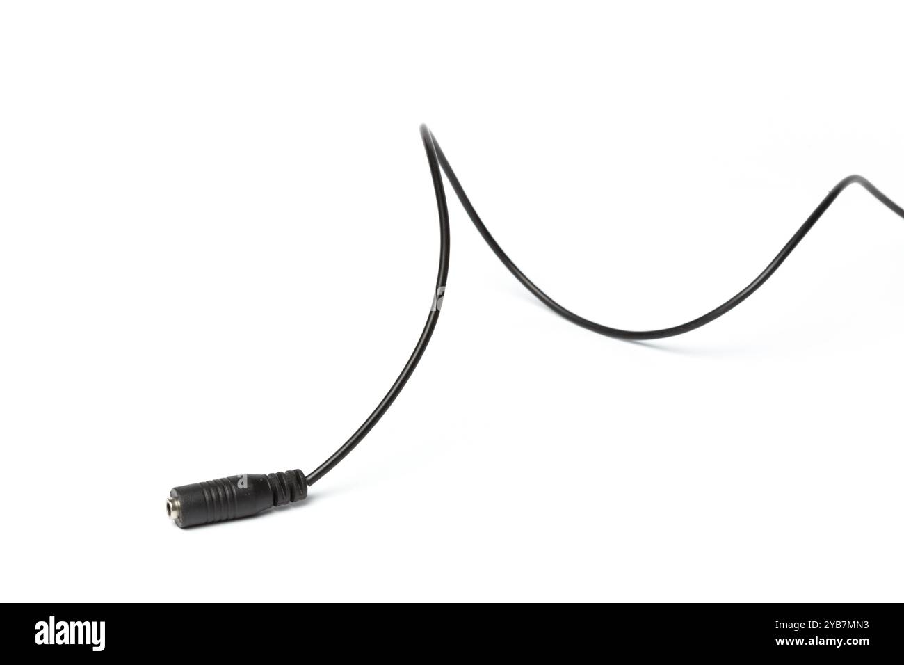 Black aux wire isolated on white Stock Photo - Alamy