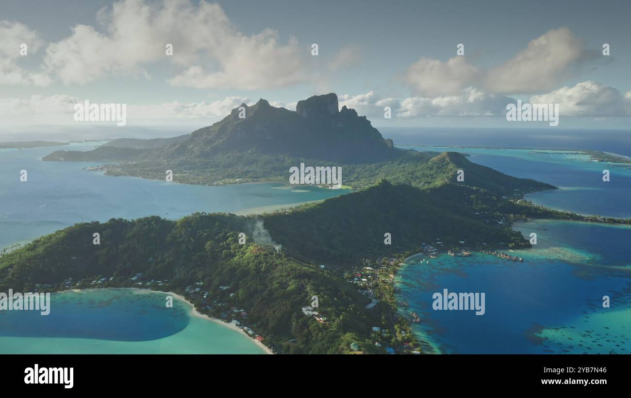 Aerial view panorama of Bora Bora island in French Polynesia ...