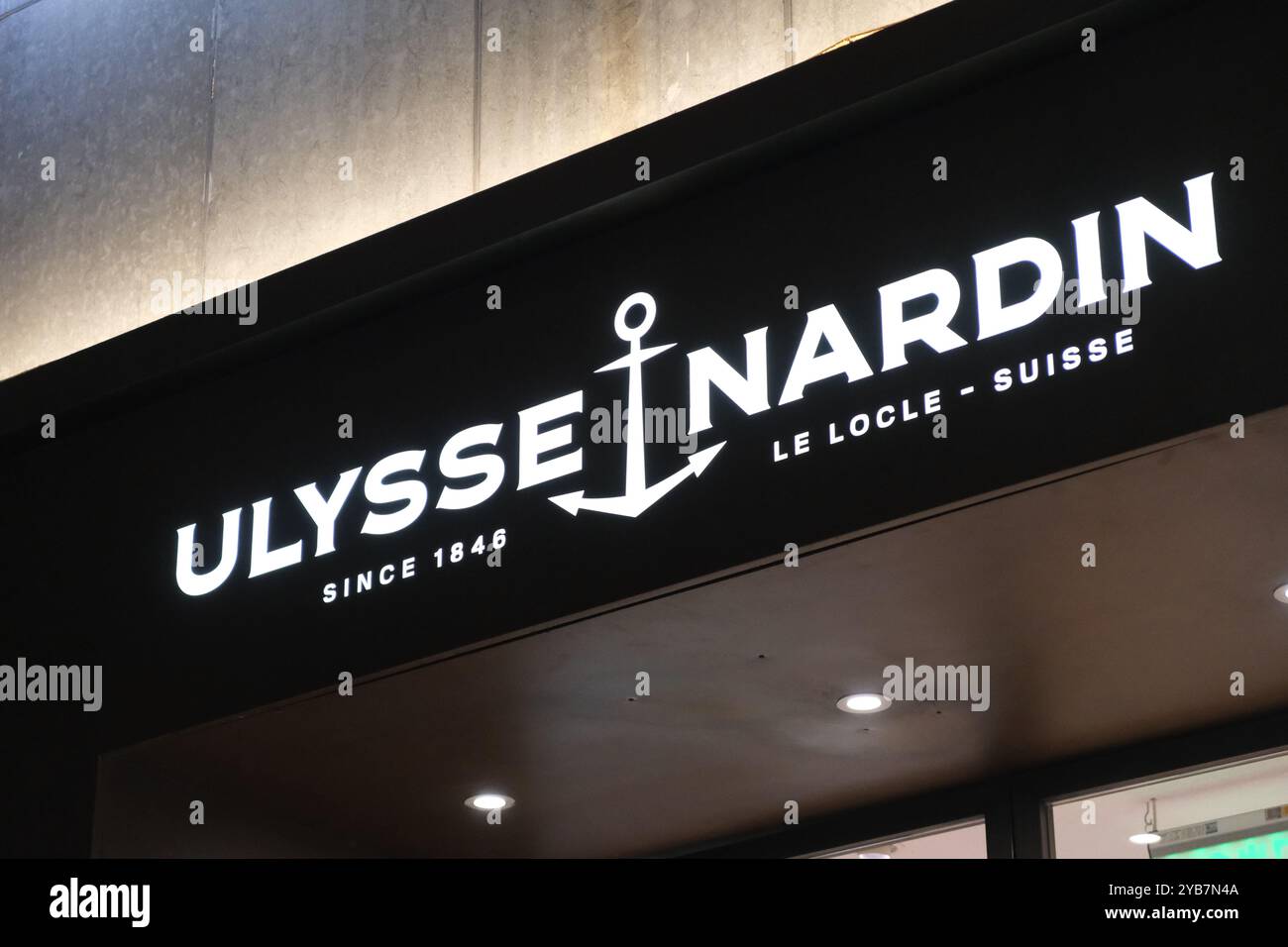 Ulysse Nardin store sign company brand logo Stock Photo - Alamy