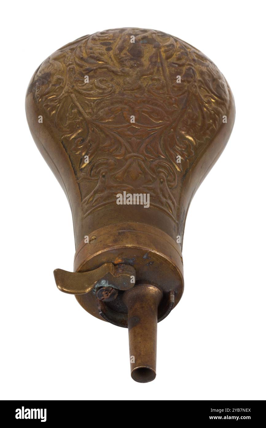 Old west gunpowder flask isolated on white background Stock Photo - Alamy