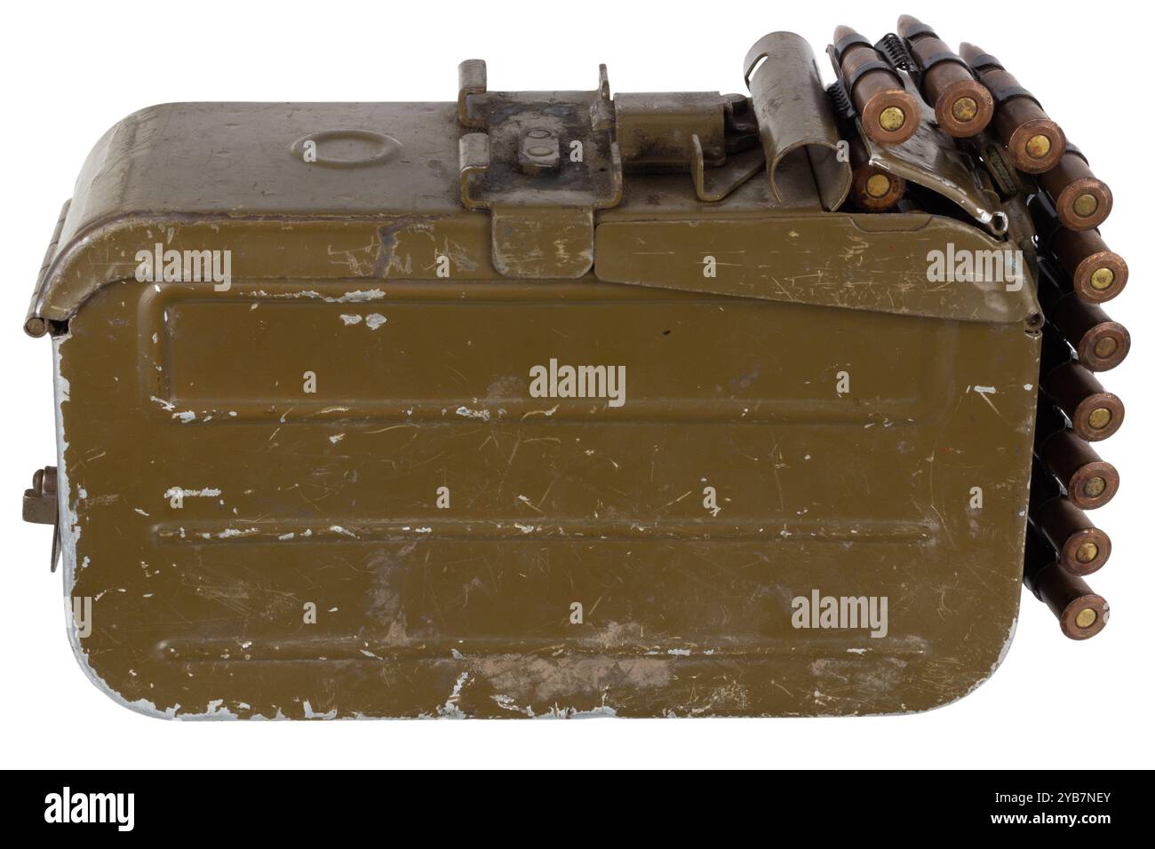 Ammo box with ammunition belt and 7.62 mm cartridges for kalashnikov PK ...
