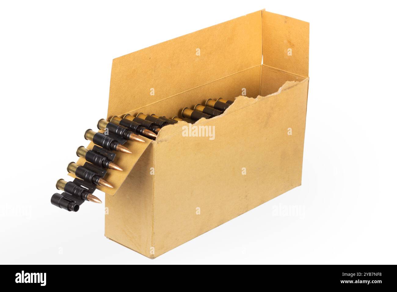 Machine Gun Ammo Belt with Ammunition with cardboard ammo box Stock ...