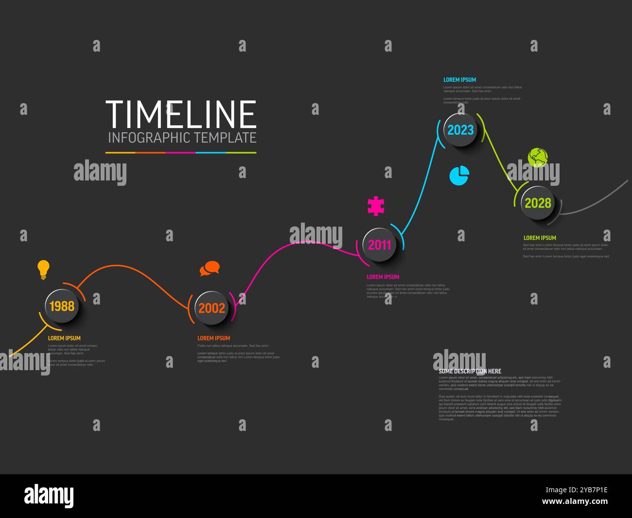Thick line growth Infogrpahic company timeline diagram template with ...
