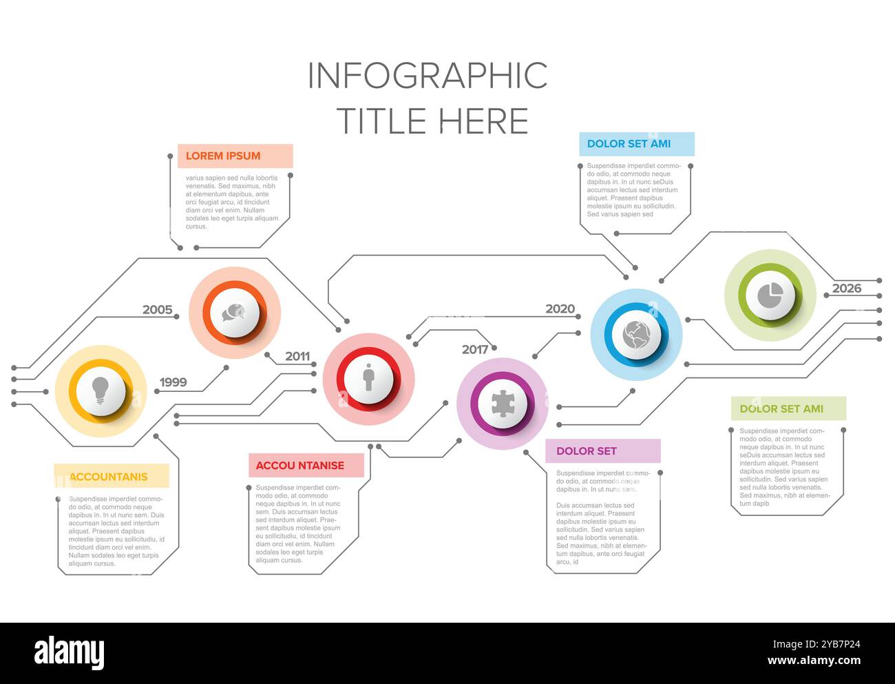 Simple Colorful Circular time line Infographic Design Template with six ...