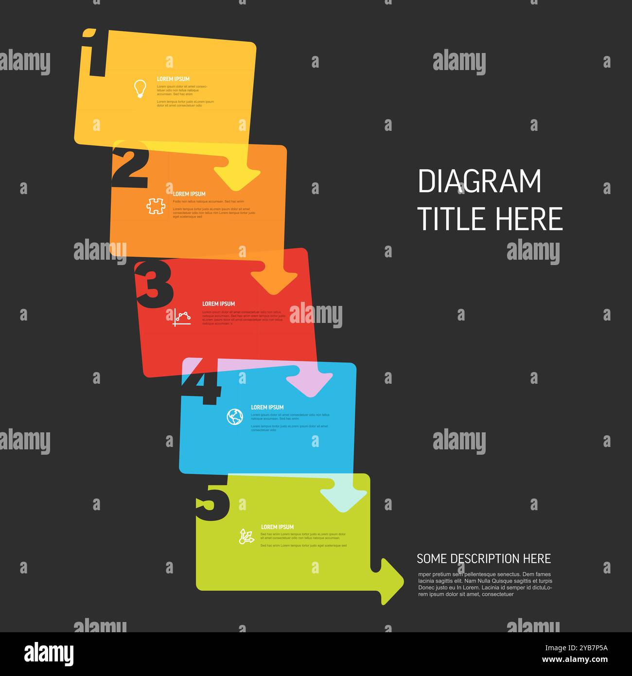Vector steps infochart template with highlighted rectangle blocks with ...