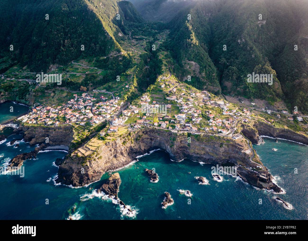 Aerial view picturesque coastal village hi-res stock photography and images - Alamy