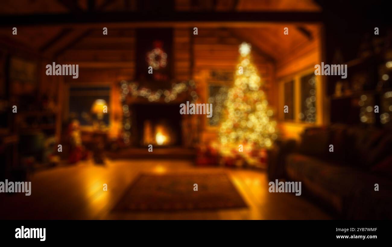 Home interior decorated on Christmas holidays, luxury living room with ...