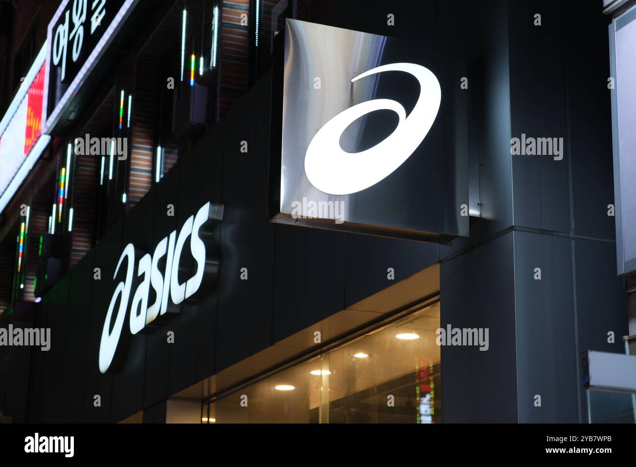Jeju, South Korea-May 24th 2024:ASICS Corporation store brand logo sign ...