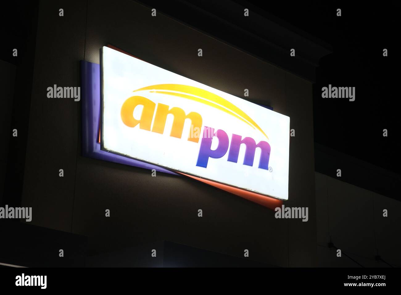 Merced,California,USA-June 10th 2024: ampm convenience store brand logo ...
