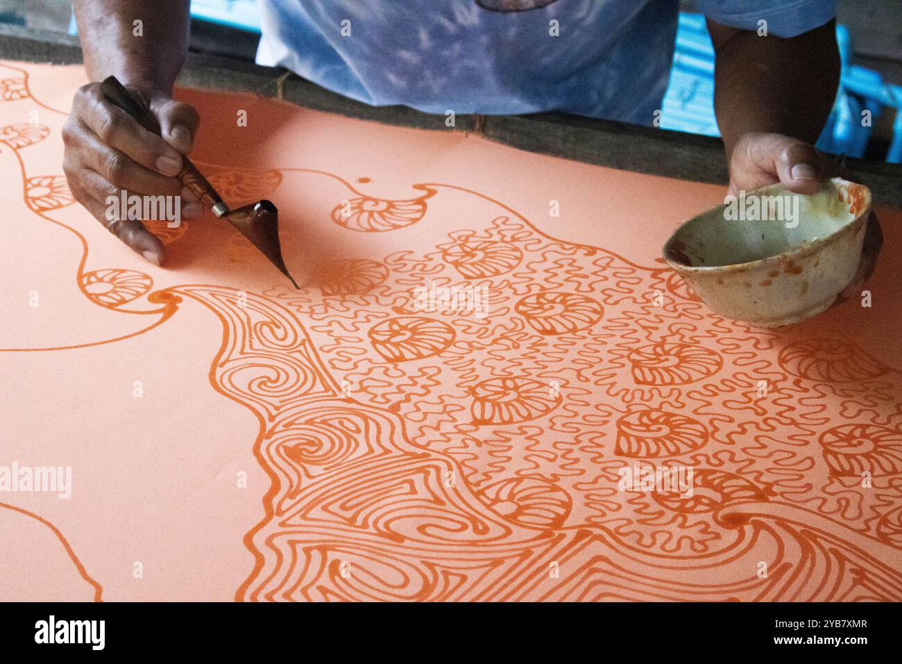 Craftsmanship of thai professional artist working use Tjanting tool or ...